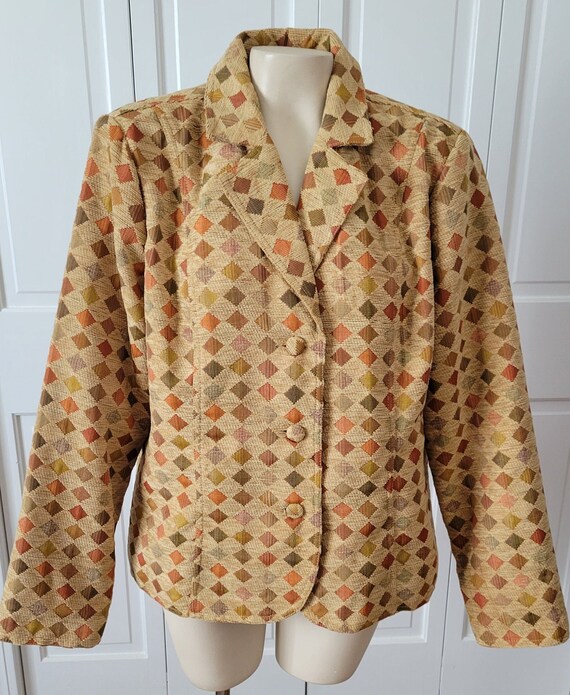 ELCC Burgundy and Gold Snake Print Blazer - L - Gem