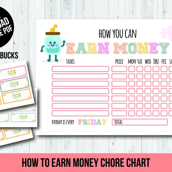 Chore Chart for Money - Etsy