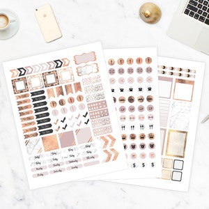 Instant Download Rose Gold Planner Stickers, Marble Planner Stickers ...
