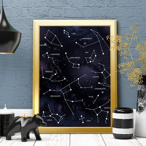 Constellation Map Poster, Star Map Print, Star Chart, Galaxy Poster ...