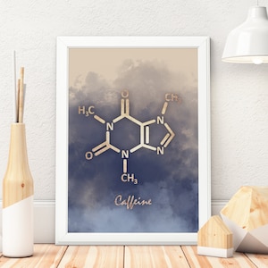 Caffeine Molecule Art Print, Caffeine Wall Art, Caffeine Poster ...