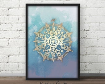 Instant Download Compass Poster Print Compass Art Nursery | Etsy