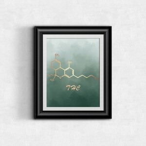 THC Molecule Poster, THC Art Print, Weed Poster, Weed Art Print, Weed ...