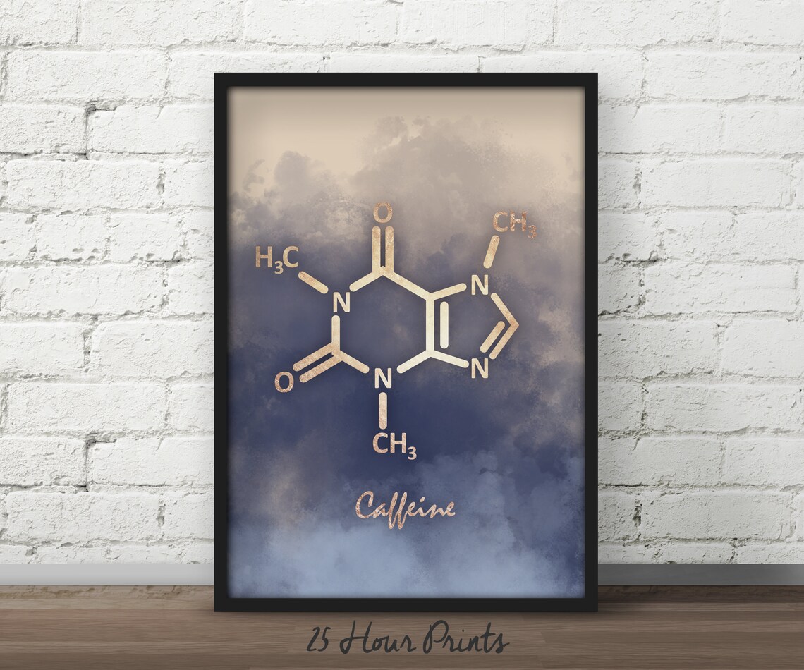 Caffeine Molecule Art Print, Caffeine Wall Art, Caffeine Poster ...