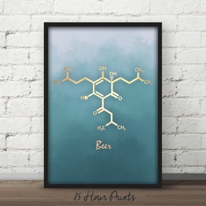 Beer Molecule Poster, Beer Poster, Molecule Art Print, Kitchen Art ...