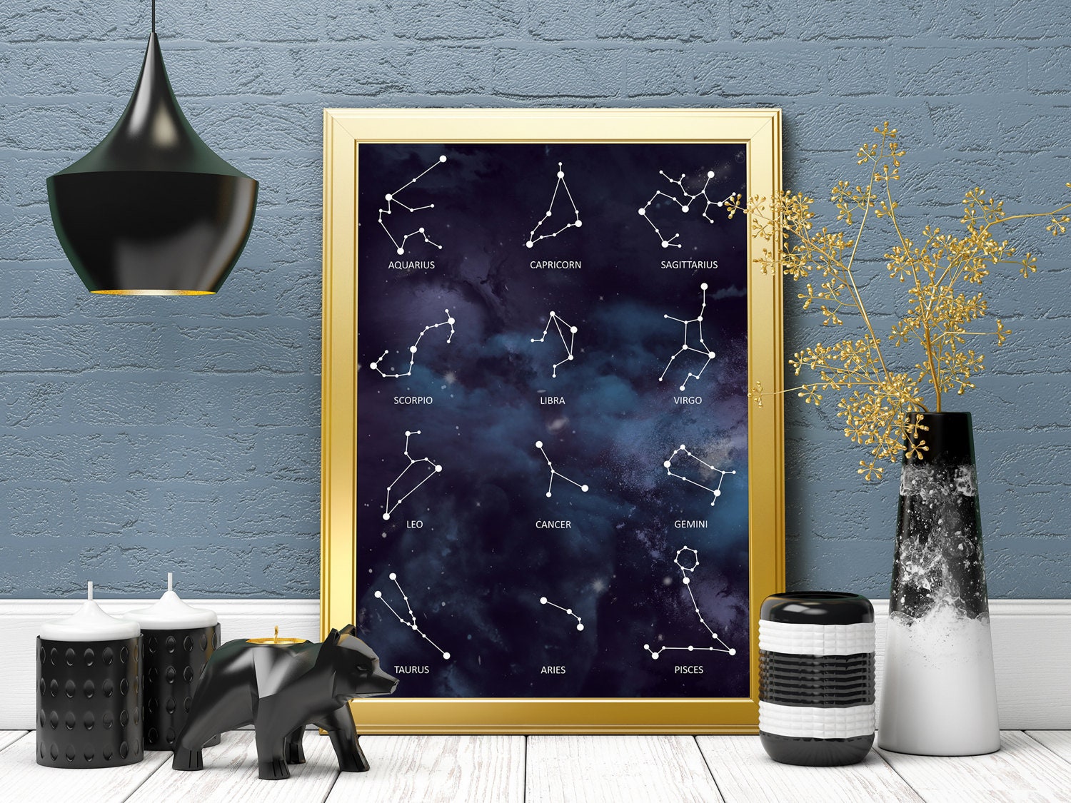 Zodiac Chart Zodiac Poster Zodiacs Galaxy Print Art Print | Etsy