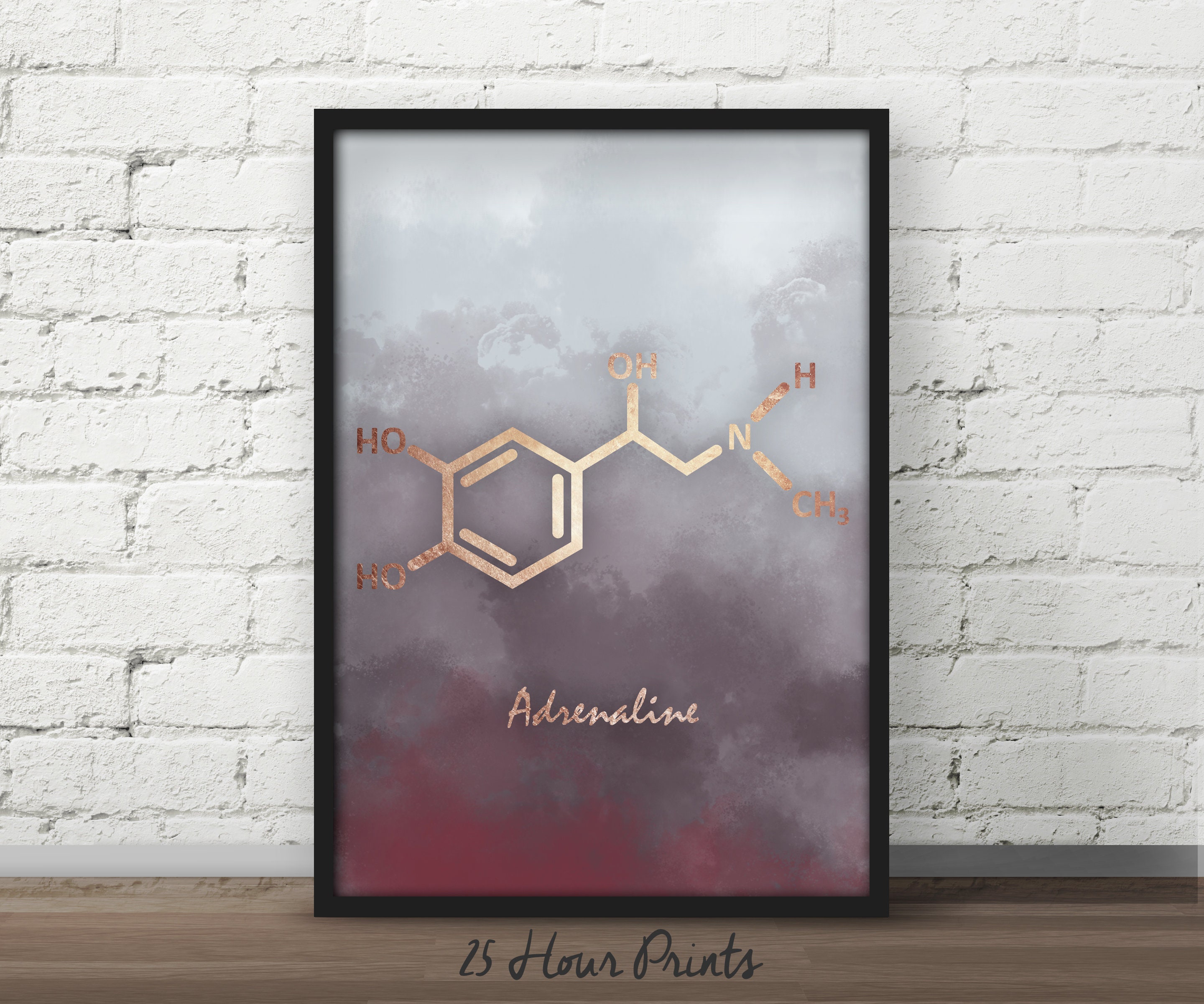 Adrenaline Molecule Poster, Adrenaline Art Print, Molecule Art Print ...