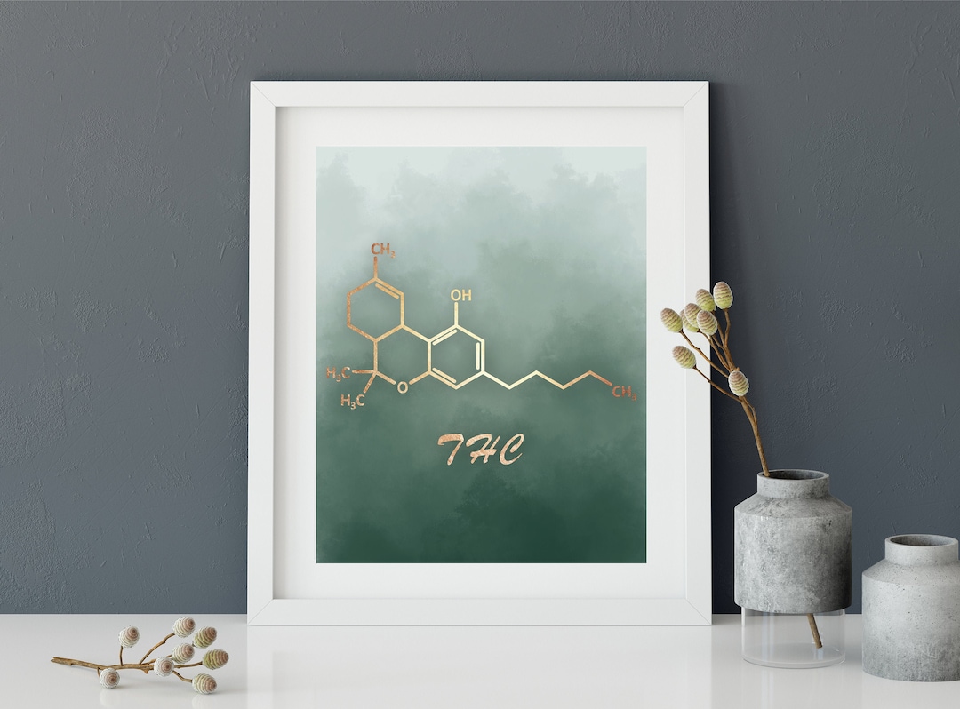THC Molecule Poster, THC Art Print, Weed Poster, Weed Art Print, Weed ...