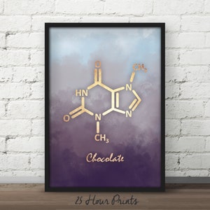 4 Piece Wall Art, Set of 4 Print, Molecule Art, Molecule Prints ...