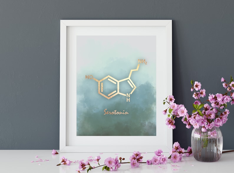 Serotonin Molecule Poster, Serotonin Art Print, Happiness Molecule ...