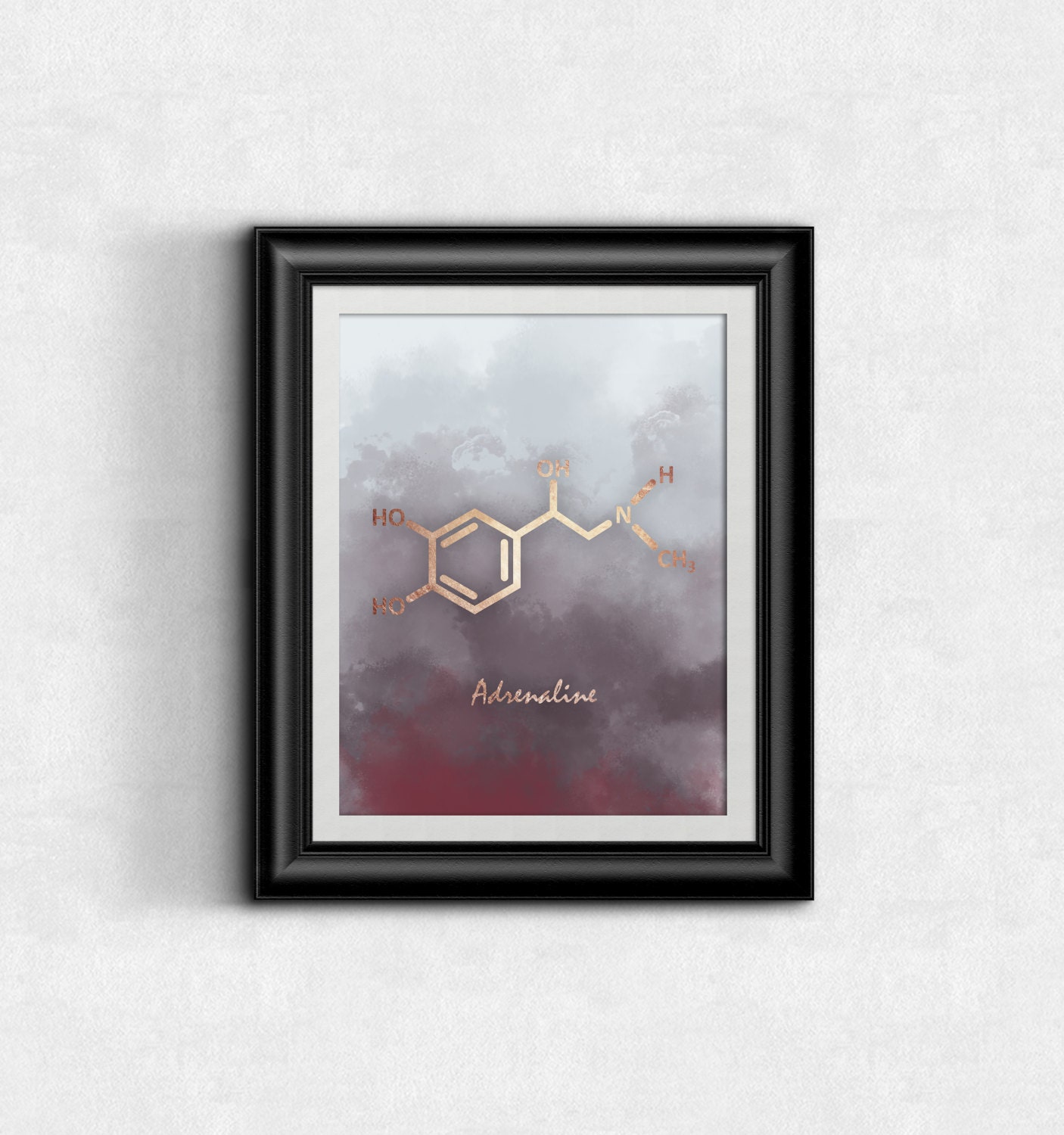 Adrenaline Molecule Poster, Adrenaline Art Print, Molecule Art Print ...