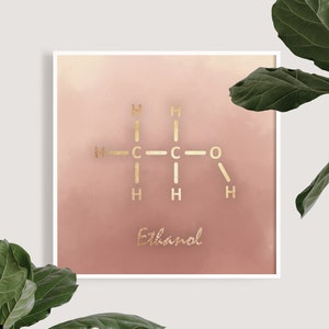 Ethanol Molecule Poster, Ethanol Art Print, Chemistry Poster, Molecule ...