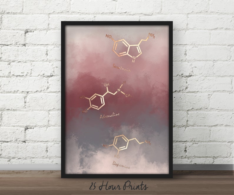 Molecule Art Print Molecule Poster Serotonin Dopamine - Etsy