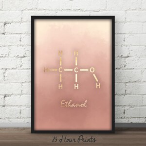 Ethanol Molecule Poster, Ethanol Art Print, Chemistry Poster, Molecule ...