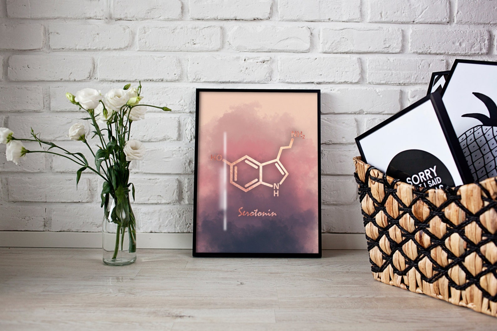 Serotonin Molecule Art Print, Happy Molecule, Serotonin Wall Art ...