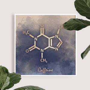 Caffeine Molecule Art Print, Caffeine Wall Art, Caffeine Poster ...
