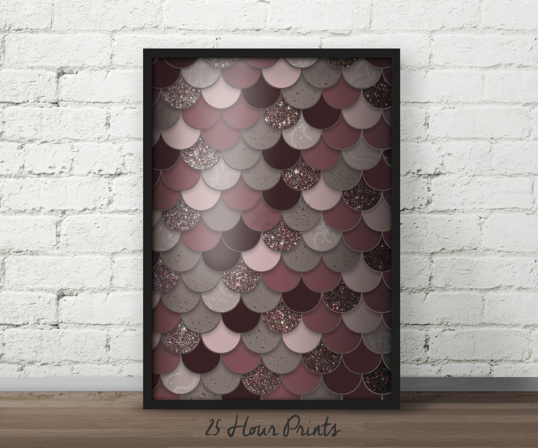 Instant Download Red Mermaid Scales, Mermaid Art Print, Mermaid Scale ...