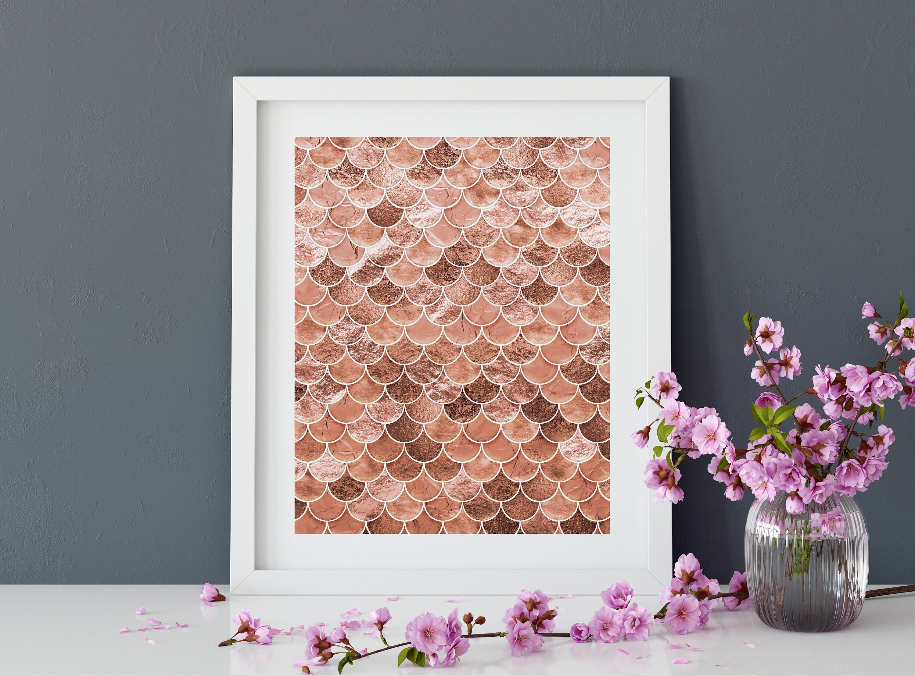 Rose Gold Mermaid Art Mermaid Scales Mermaid Poster Mermaid | Etsy