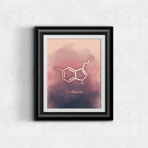 Serotonin Molecule Art Print, Happy Molecule, Serotonin Wall Art ...