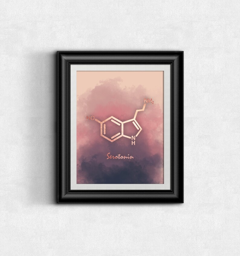 Serotonin Molecule Art Print, Happy Molecule, Serotonin Wall Art ...
