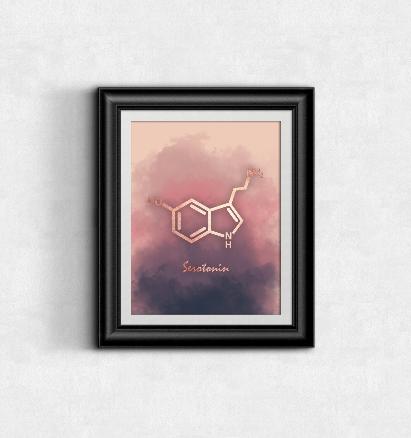 Serotonin Molecule Art Print, Happy Molecule, Serotonin Wall Art ...