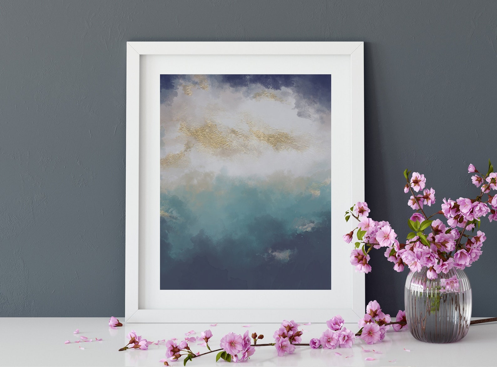 Blue Abstract Poster Blue Abstract Art Gold Painting | Etsy