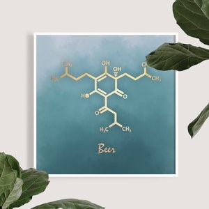 Beer Molecule Poster, Beer Poster, Molecule Art Print, Kitchen Art ...