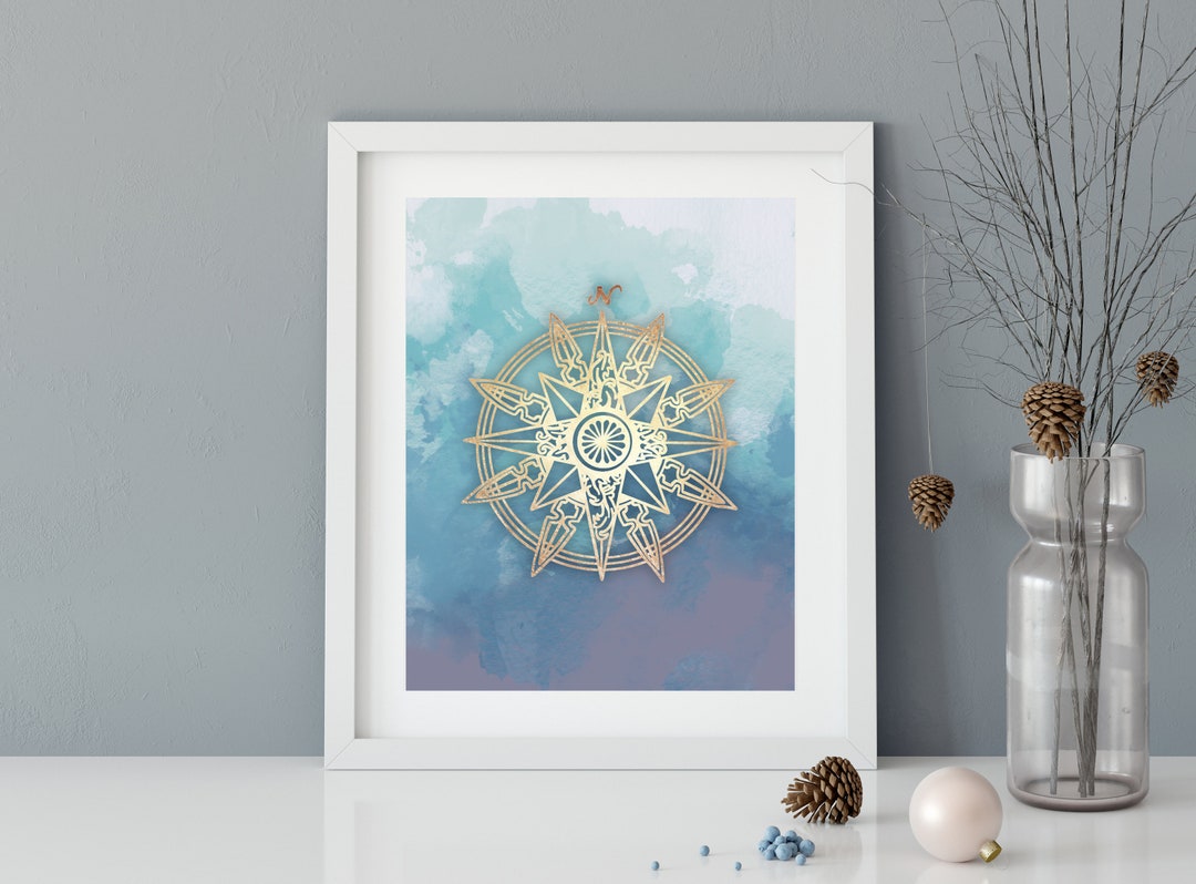 Compass Art Print, Compass Wall Art, Compass Poster, Home Decor ...