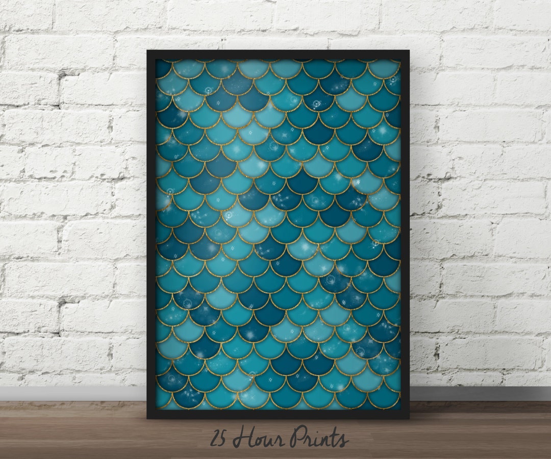 Instant Download Blue Mermaid Art, Mermaid Scale Art, Mermaid Art Print ...