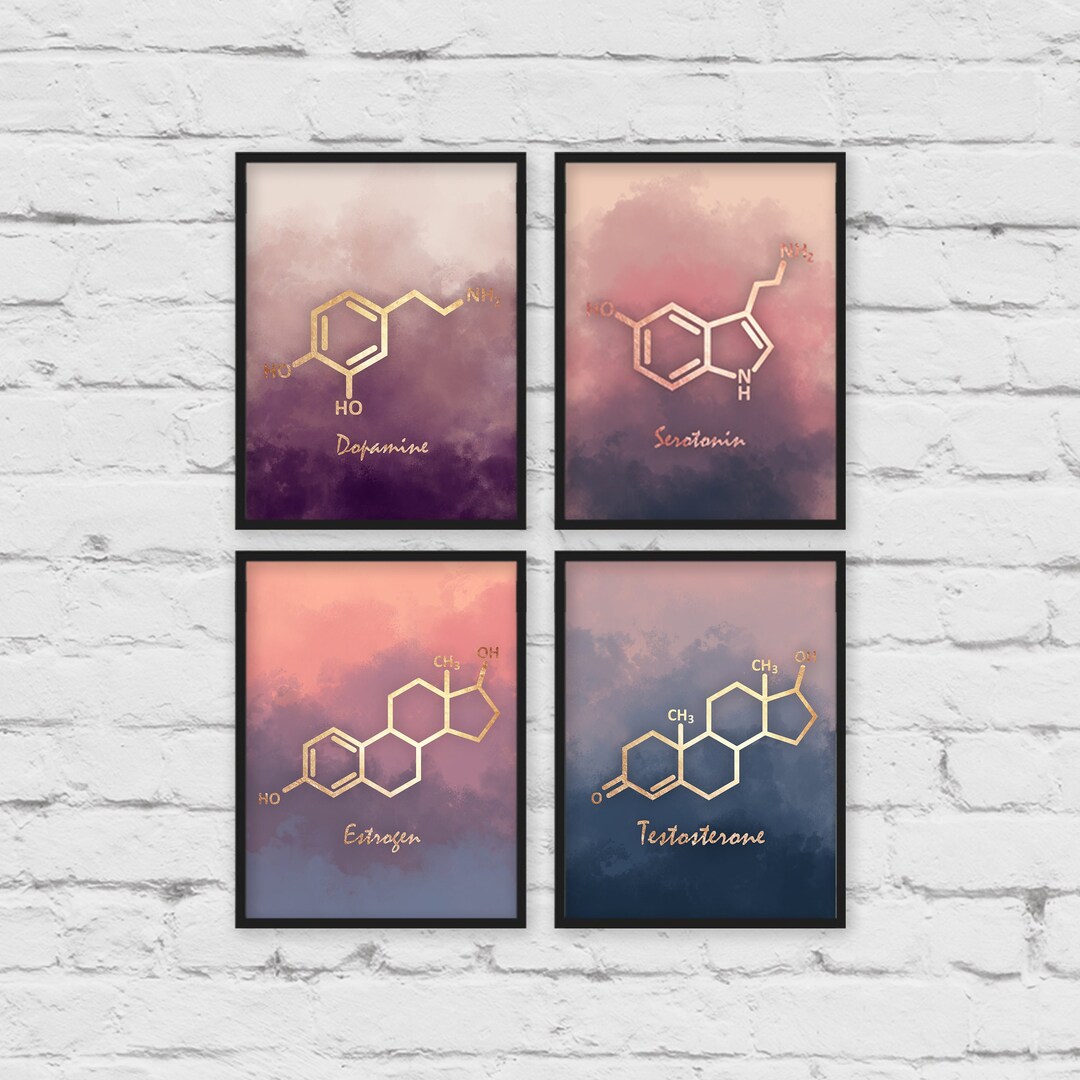 Set of 4 Print, Molecule Poster, Molecule Art, Gallery Wall Prints ...