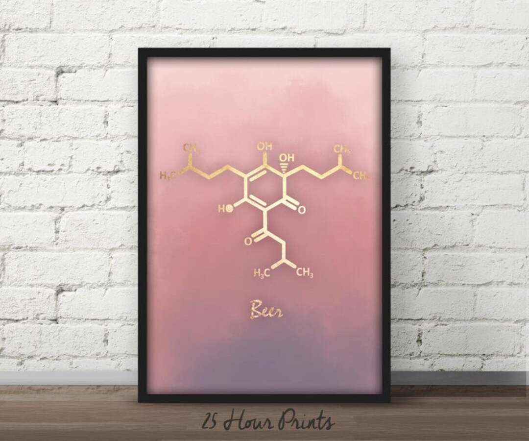 Instant Download Beer Molecule Poster, Beer Art Print, Kitchen Art, Bar ...