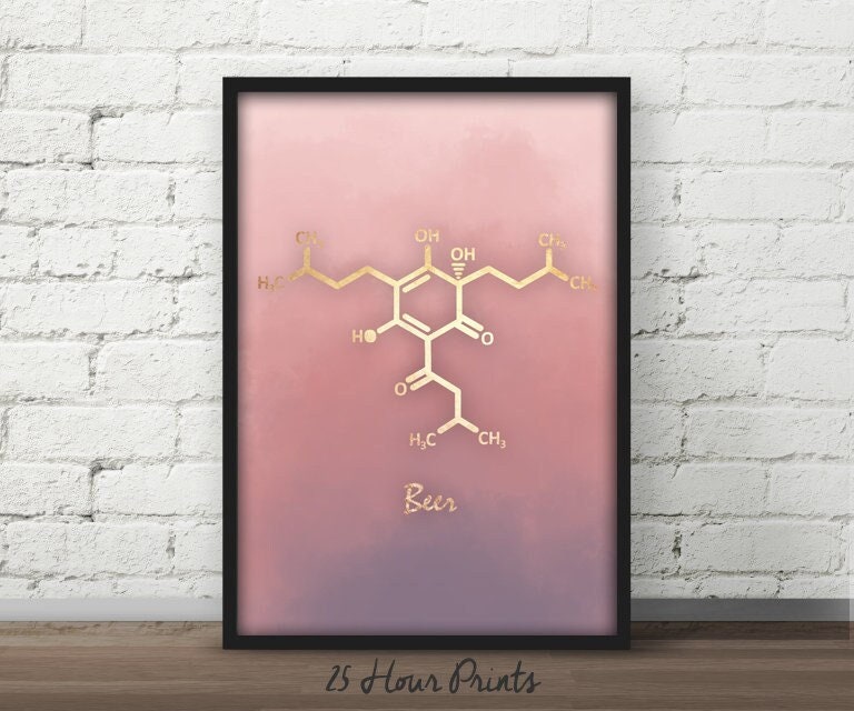 Instant Download Beer Molecule Poster, Beer Art Print, Kitchen Art, Bar ...
