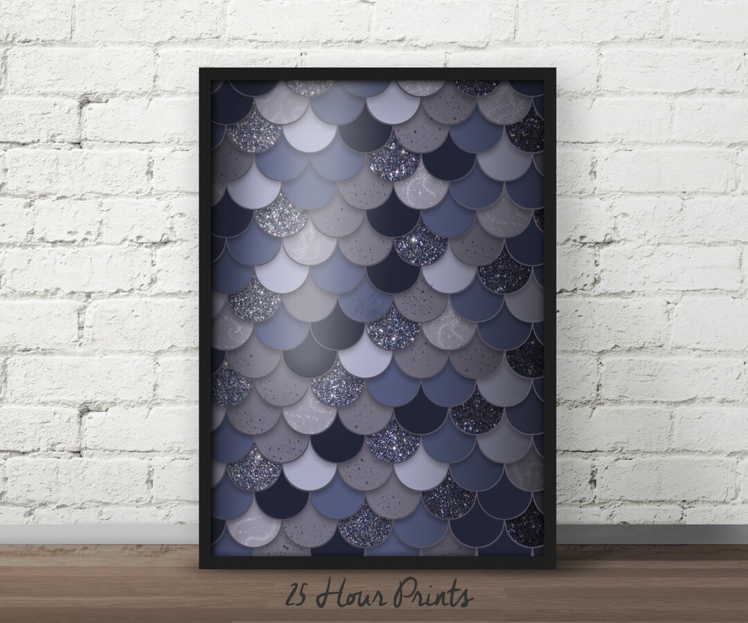 Instant Download Blue Mermaid Scales, Mermaid Art Print, Mermaid ...
