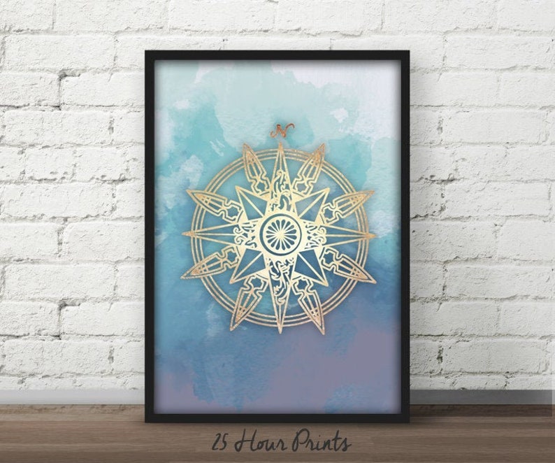Instant Download Compass Art Print Compass Poster Nursery Etsy