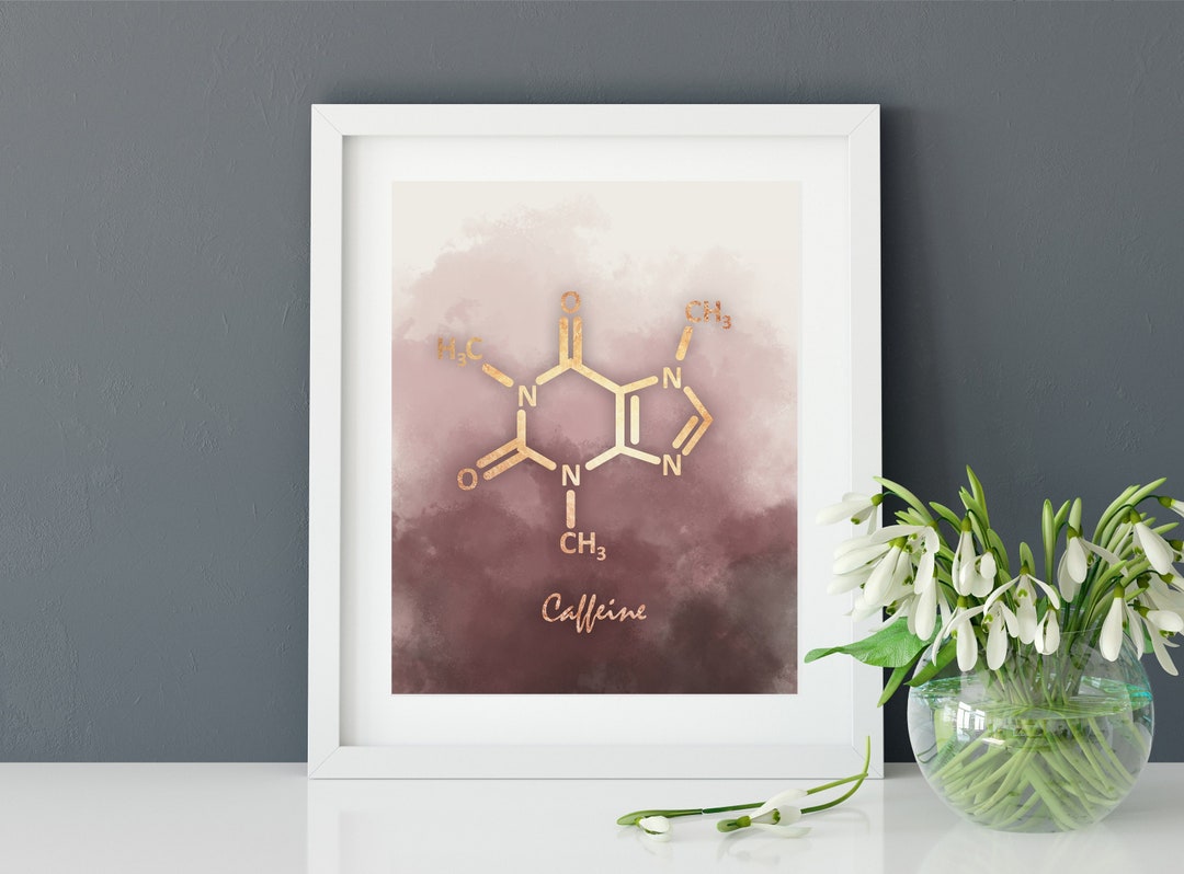 Caffeine Molecule Poster, Caffeine Art Print, Coffee Art, Caffeine Wall ...