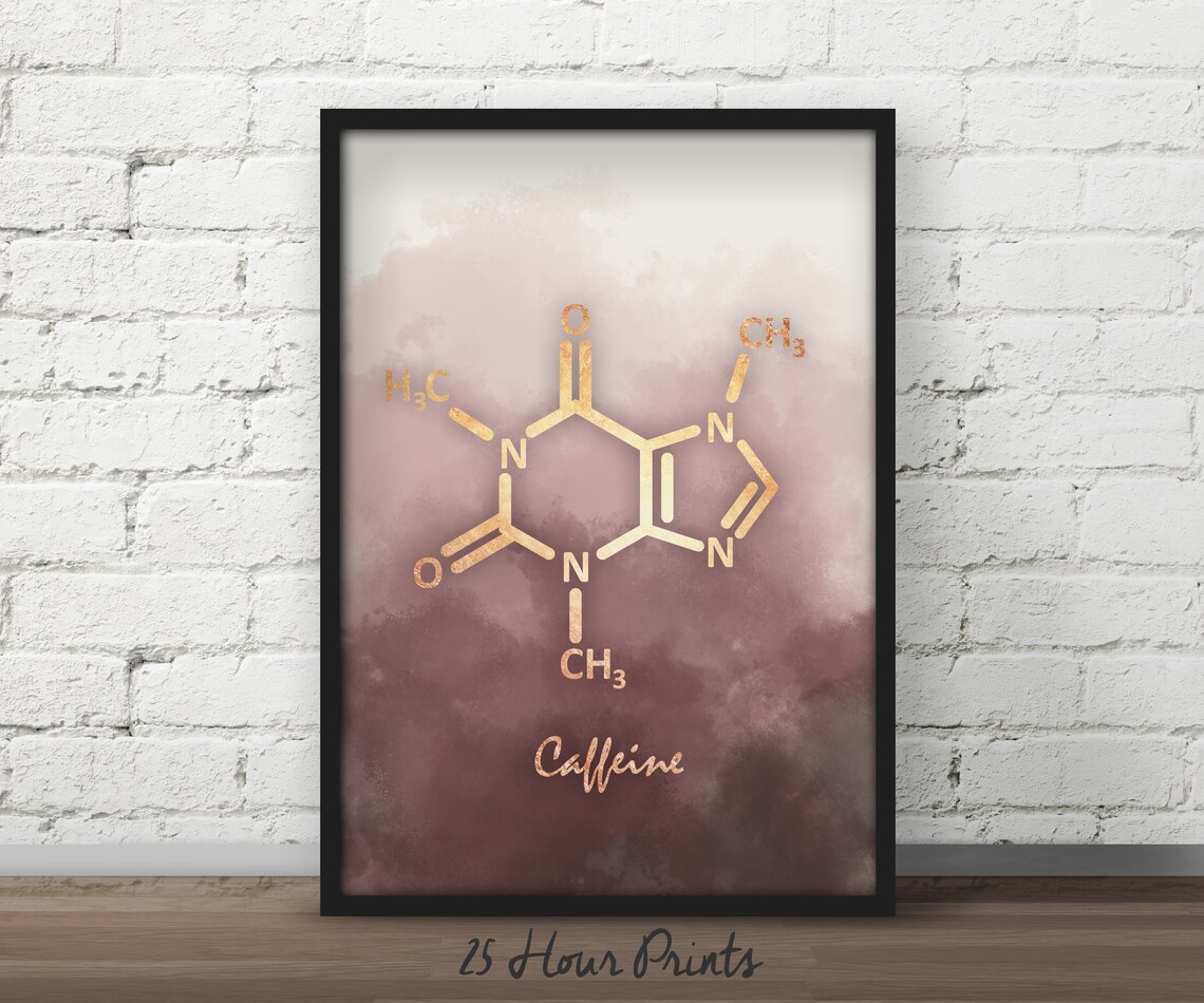 Caffeine Molecule Poster, Caffeine Art Print, Coffee Art, Caffeine Wall ...