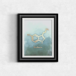 Instant Download Serotonin Art Print, Happiness Molecule, Wall Art ...