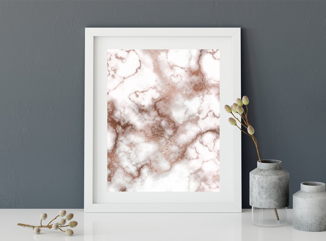 Rose Gold Marble Art Print, Marble Wall Art, Rose Gold Decor, Marble ...