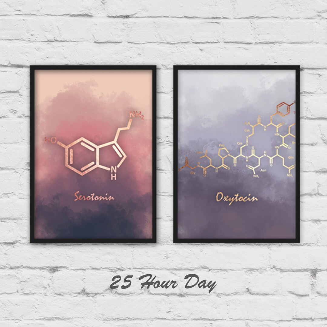 Set of 2 Prints, Serotonin Art, Oxytocin Art, Chemistry Gift, Teacher ...