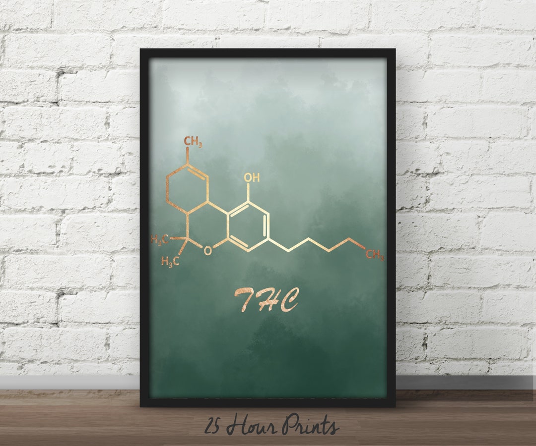 Instant Download THC Molecule Art Print, THC Molecule, THC Wall Art ...