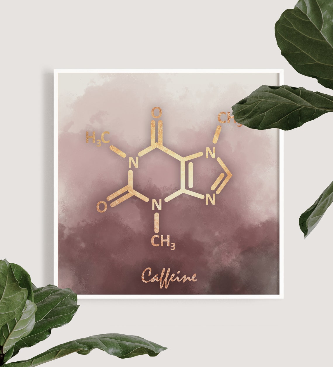 Caffeine Molecule Poster, Caffeine Art Print, Coffee Art, Caffeine Wall ...
