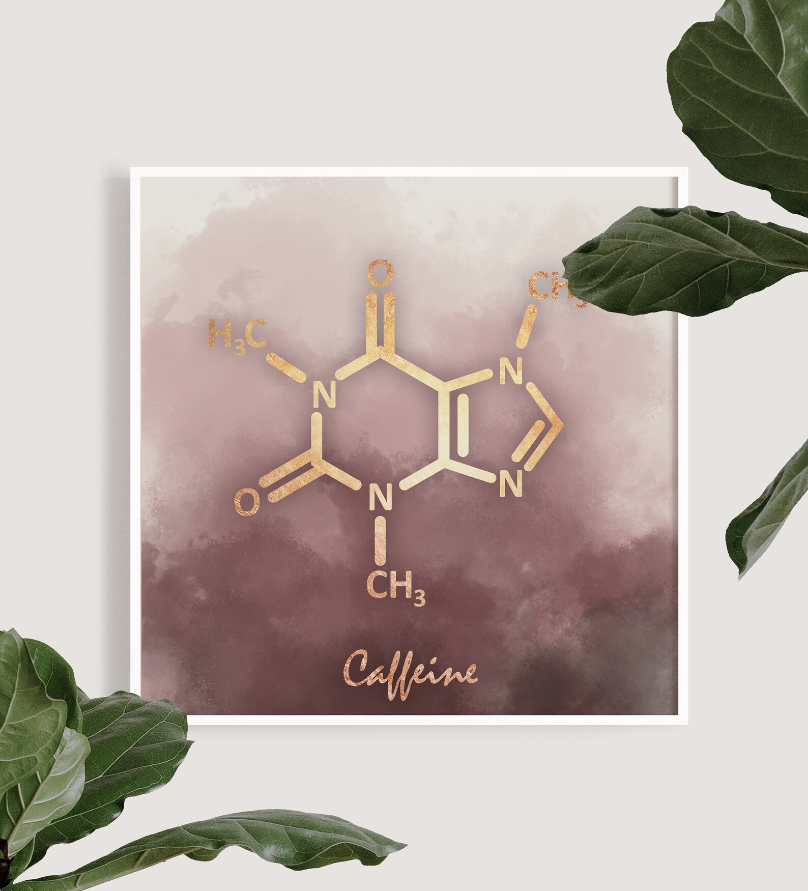 Caffeine Molecule Poster, Caffeine Art Print, Coffee Art, Caffeine Wall ...