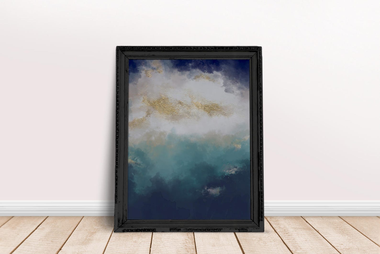 Blue Abstract Poster Blue Abstract Art Gold Painting | Etsy