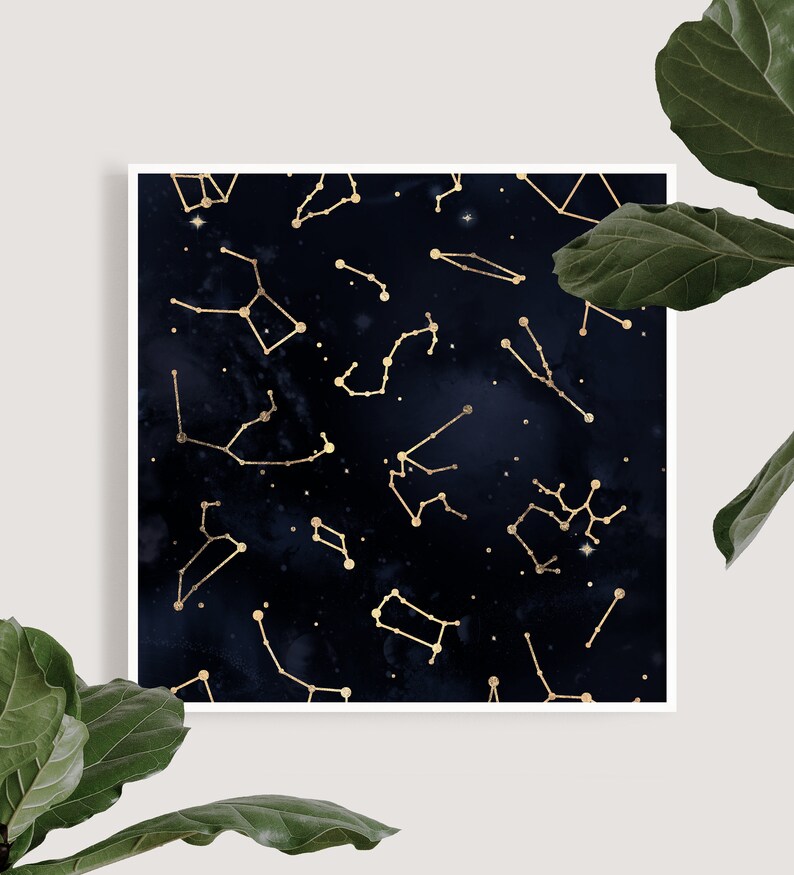 Gold Constellation Poster Star Map Star Chart Astrology Art - Etsy