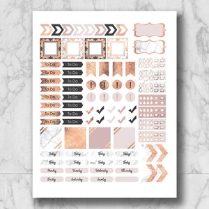 Instant Download Rose Gold Planner Stickers, Marble Planner Stickers ...