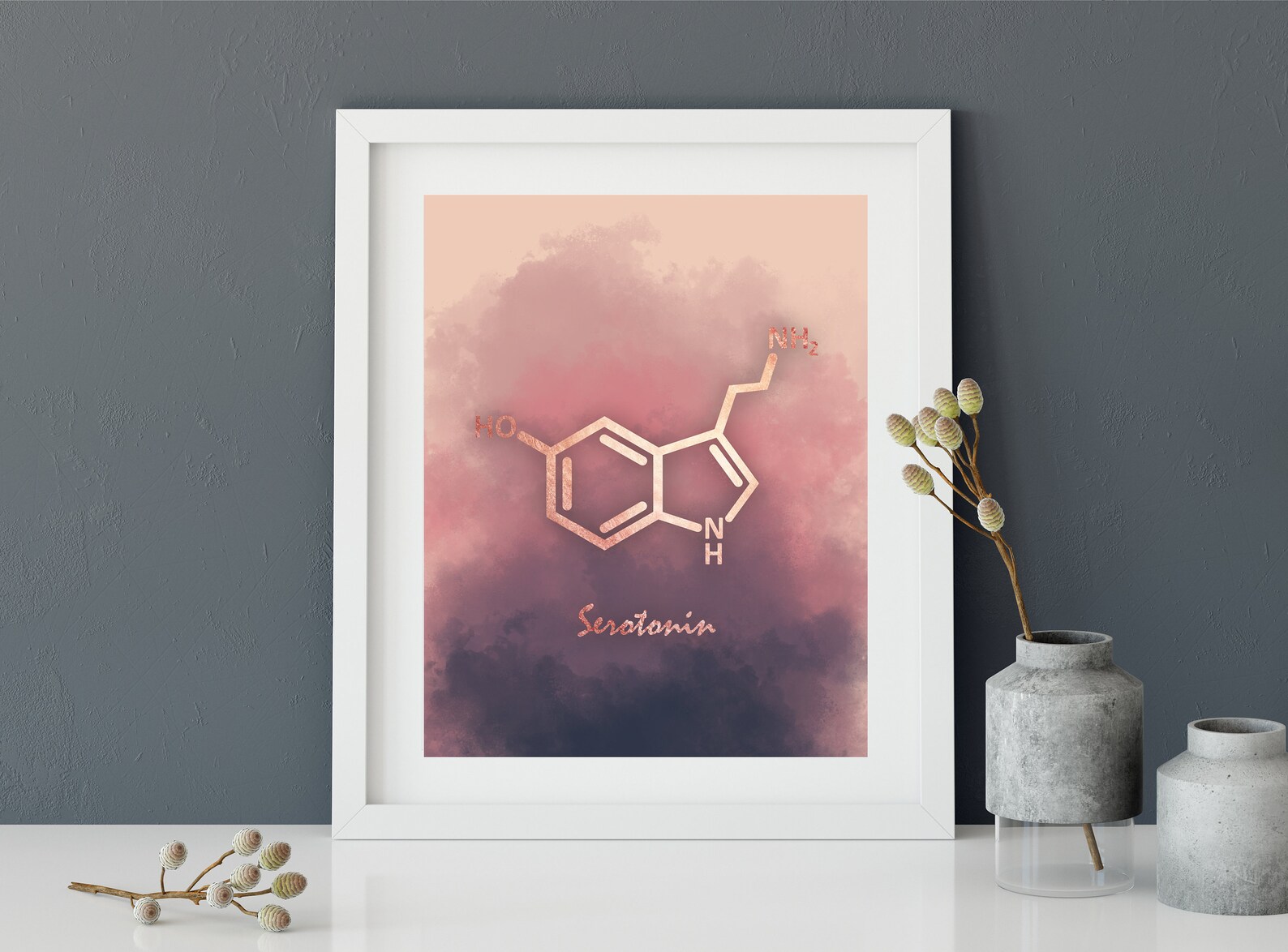Serotonin Molecule Art Print, Happy Molecule, Serotonin Wall Art ...