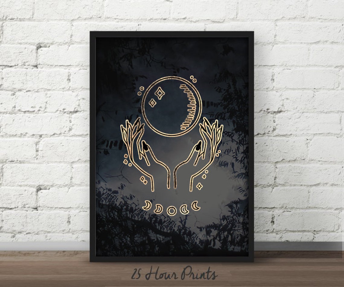 Crystal Ball Poster, Crystal Ball Art Print, Witch Poster, Witchy ...