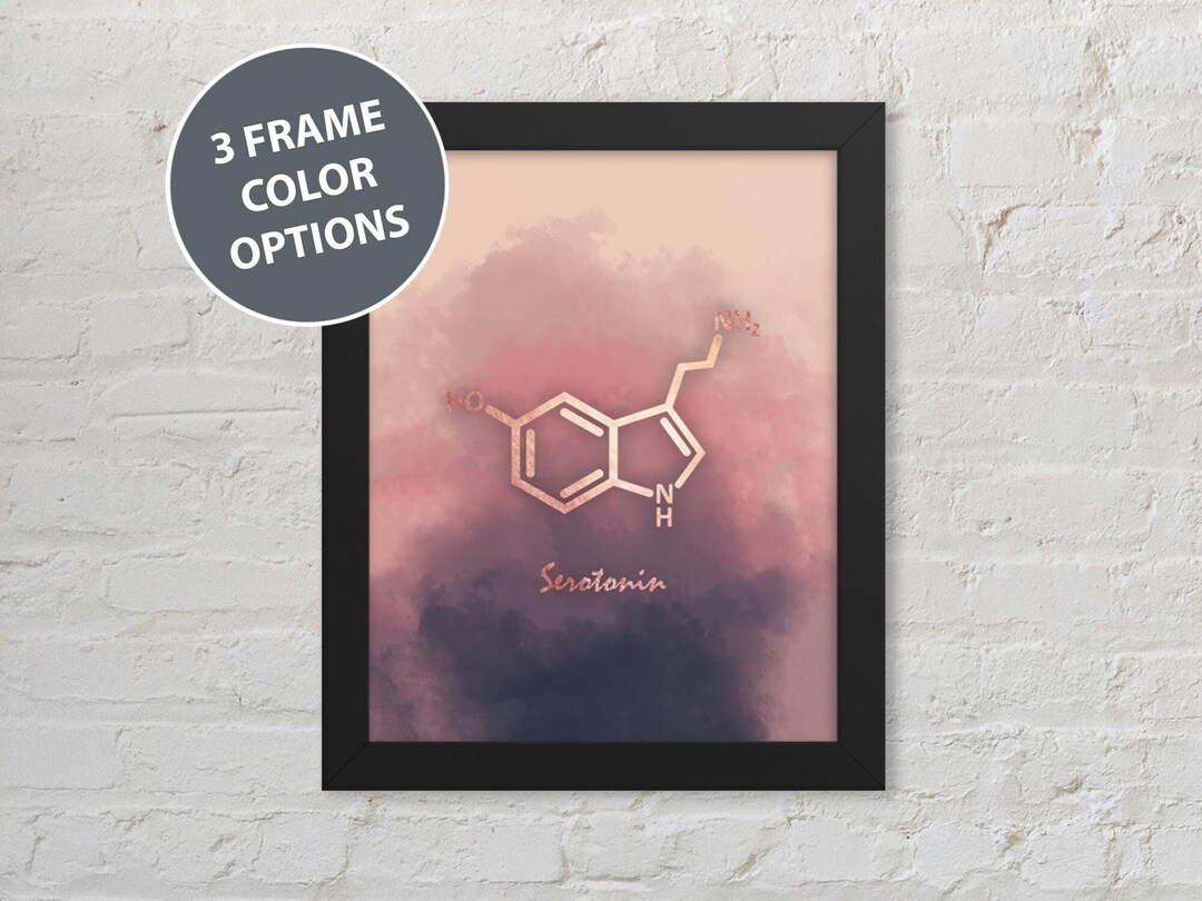 FRAMED Serotonin Molecule Art Print, Happy Molecule, Serotonin Wall Art ...