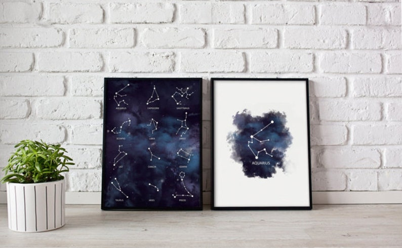 Instant Download Zodiac Printable Art Star Sign Gold Print - Etsy