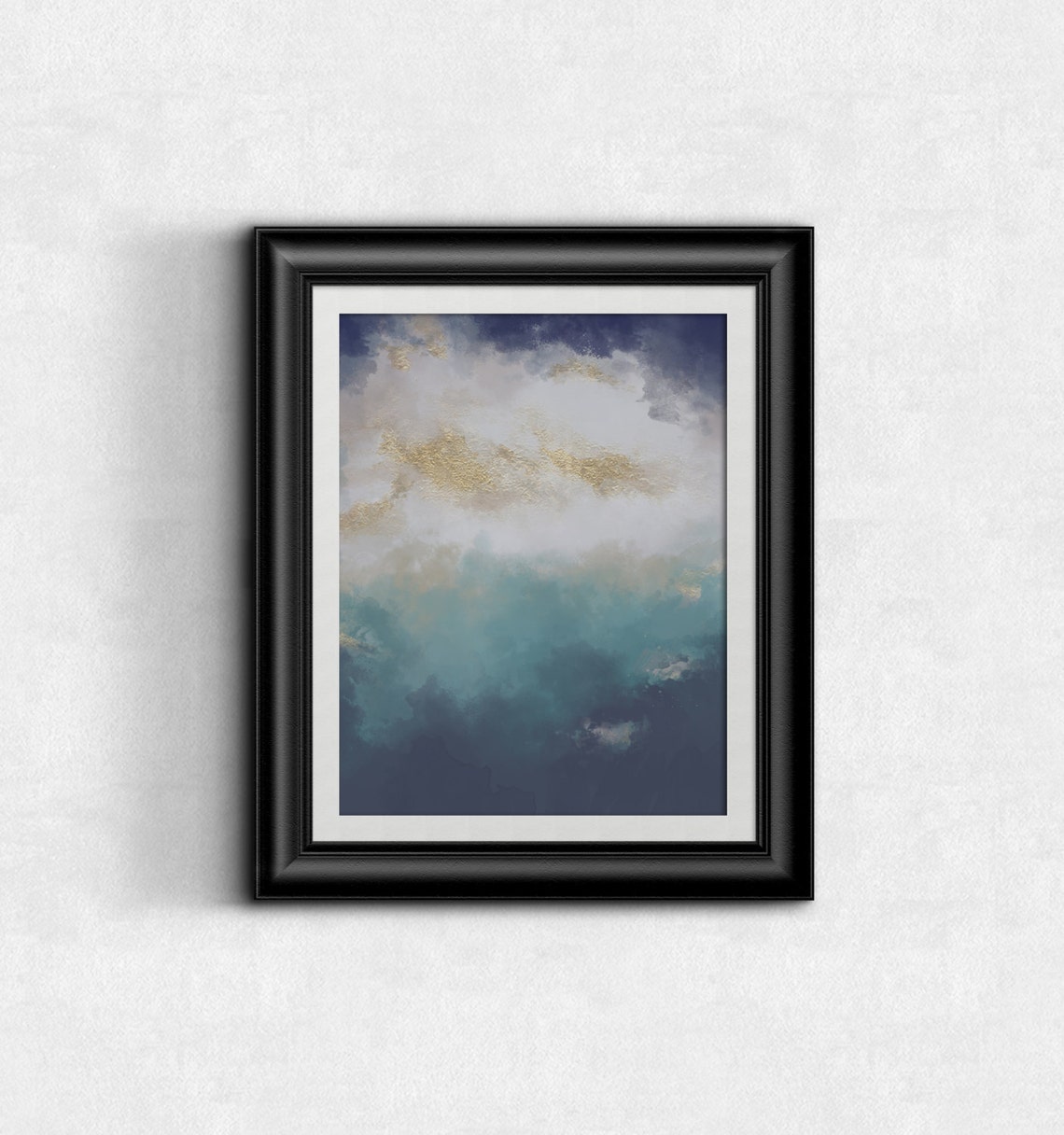 Blue Abstract Poster, Blue Abstract Art, Gold Painting, Abstract Wall ...